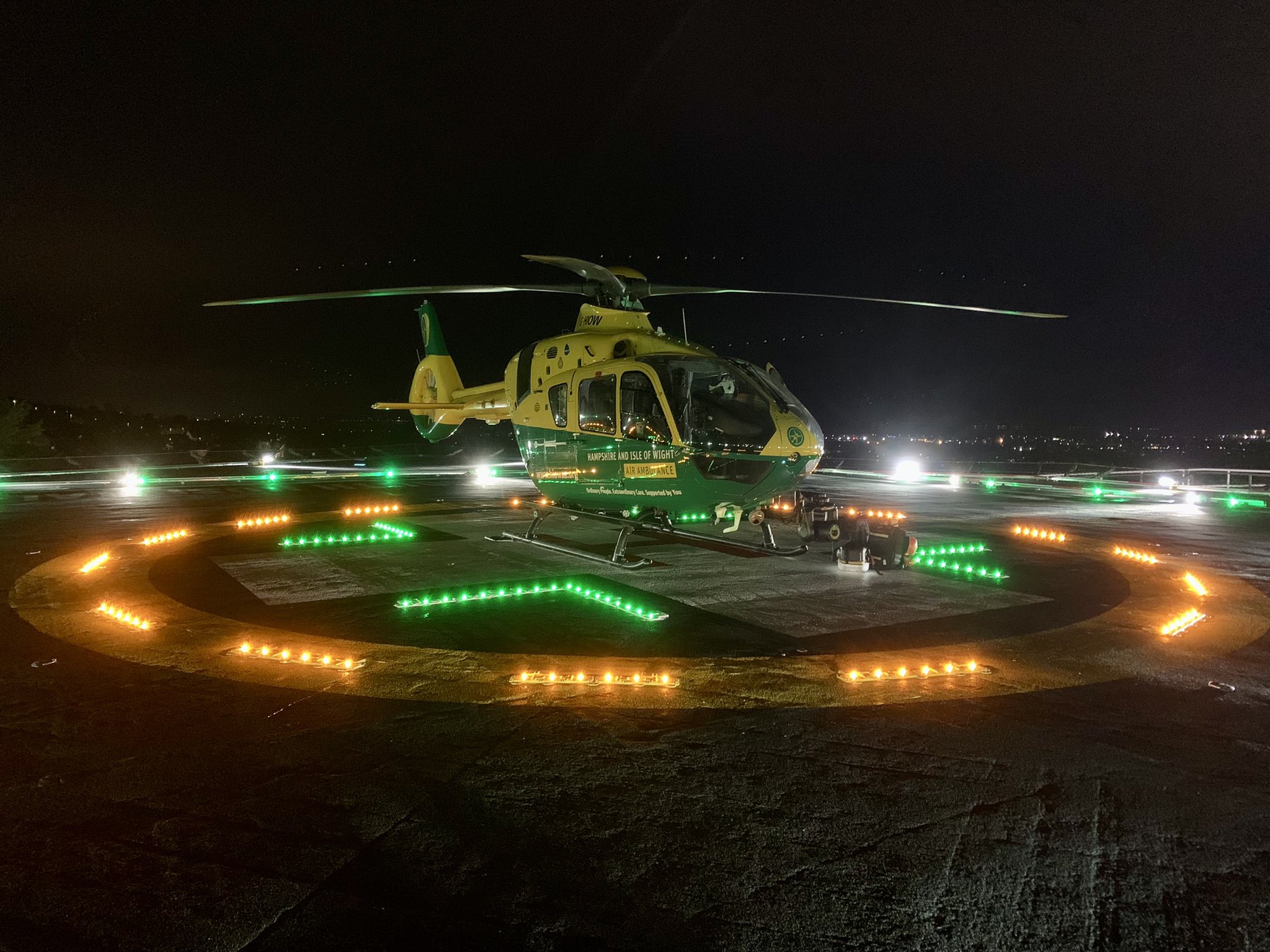 Ambulance Helicopter At Night